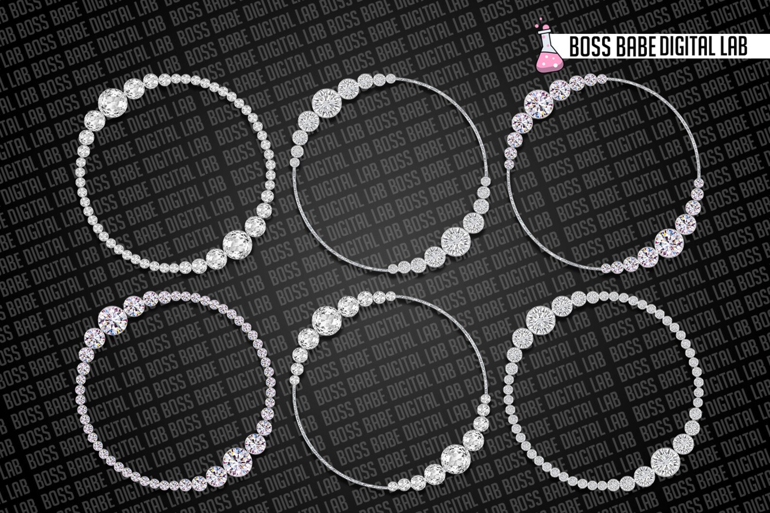Glam Diamond Circle Frame Clipart, Diamond Design Elements, Diamond ...
