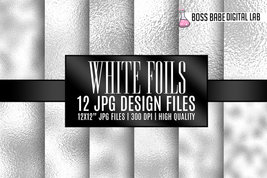 White Foil Textures, Foil Digital Paper, White Foil, White Foil Digital ...