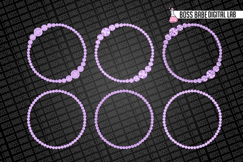 Glam Diamond Circle Frame Clipart Diamond Design Elements - Etsy