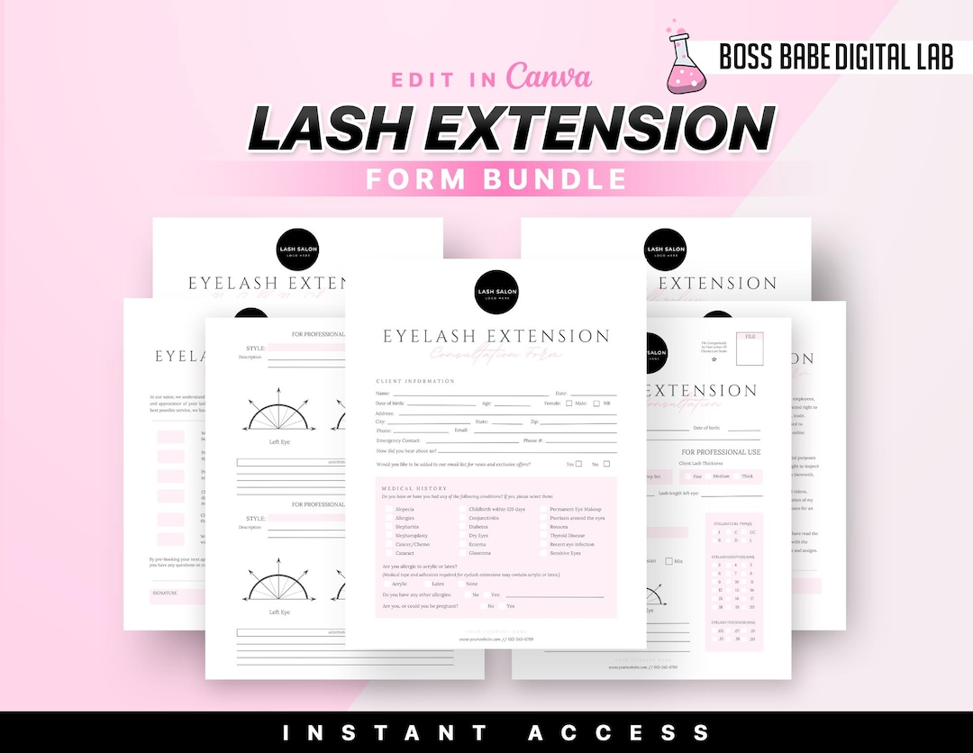 Eyelash Extension Forms, Editable Lash Consent Templates, Lash Tech ...