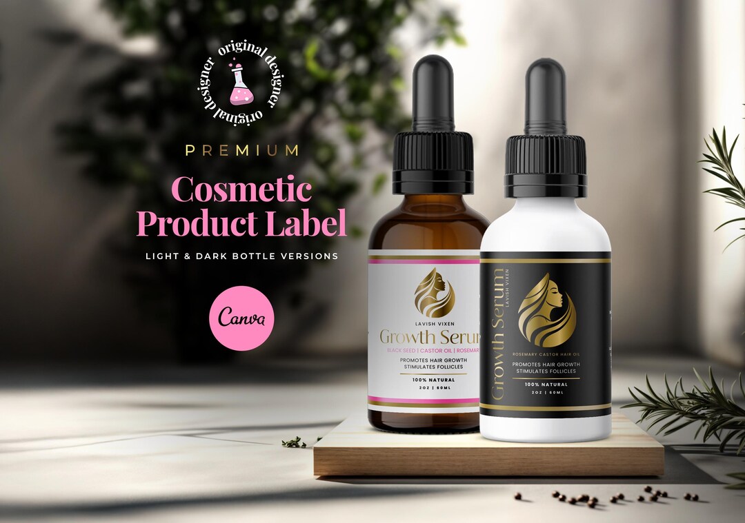 Hair Growth Oil Label Design, Canva Do It Yourself Growth Oil Label ...