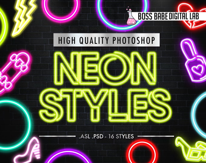 Neon Layer Styles for Photoshop Photoshop Styles Neon Yellow - Etsy