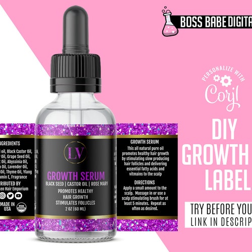 Hair Growth Oil Label Design Do It Yourself Growth Oil Label - Etsy
