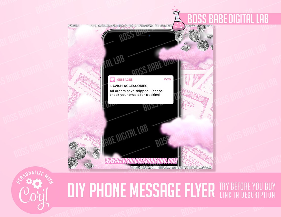 DIY Phone Message Sale Flyer Pink Phone Message Sale Flyer | Etsy