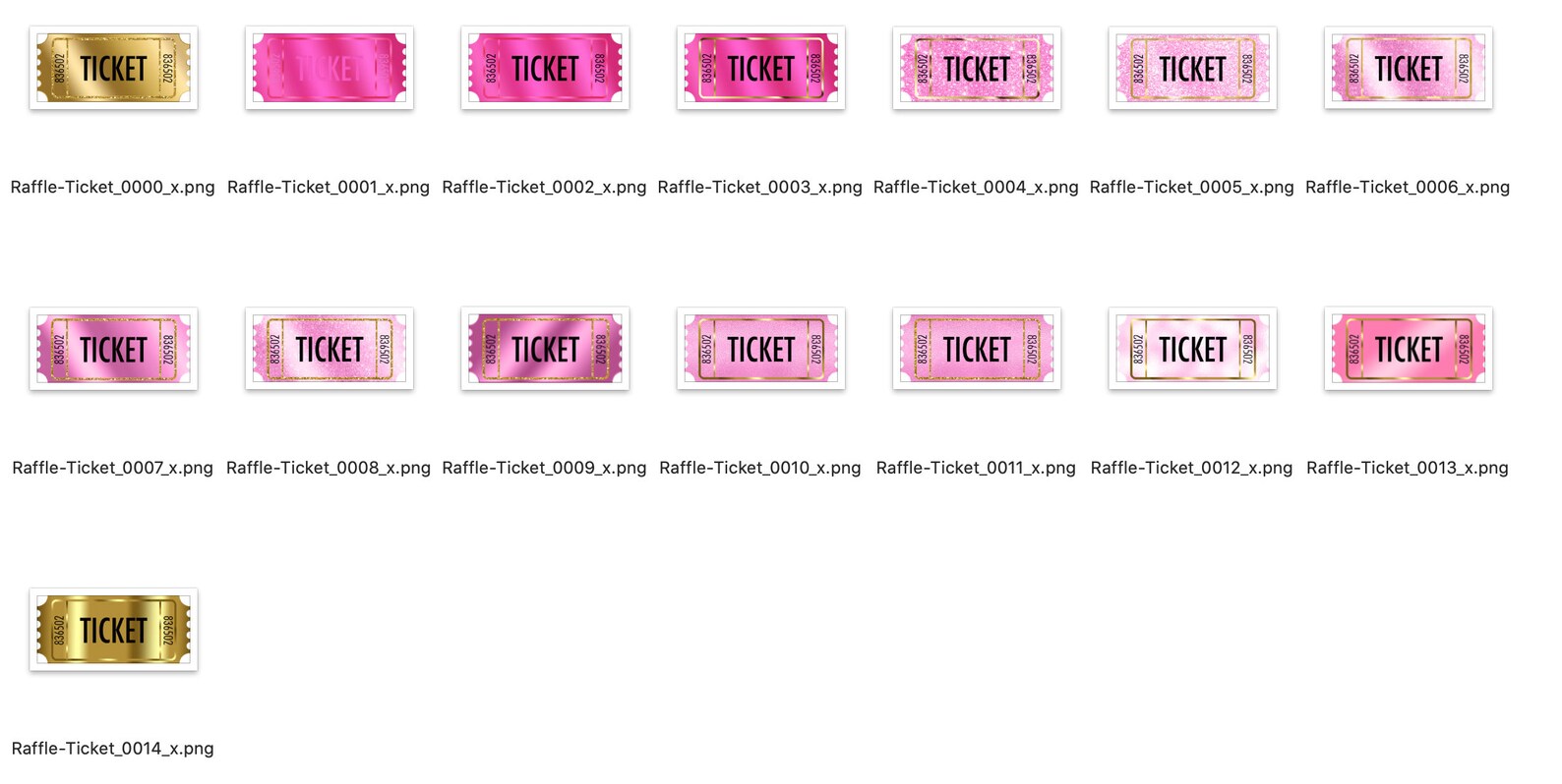 Golden and Pink Raffle Tickets Clipart Cinema Clipart Raffle | Etsy