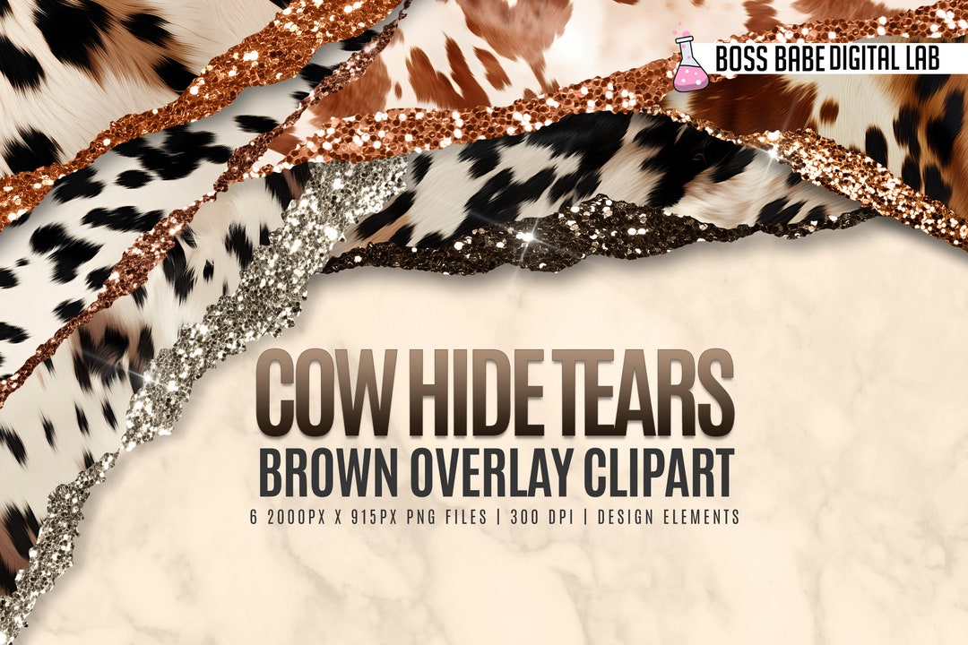 Glam Cow Hide Tears Clipart, Glitter Cow Hide Tear Borders Clipart ...