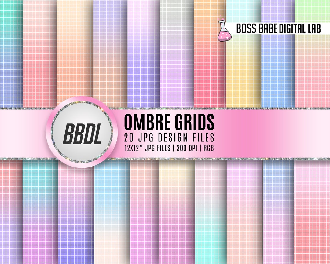 Ombre Grid Digital Paper, Vaporwave Backgrounds, Pastel Gradient ...