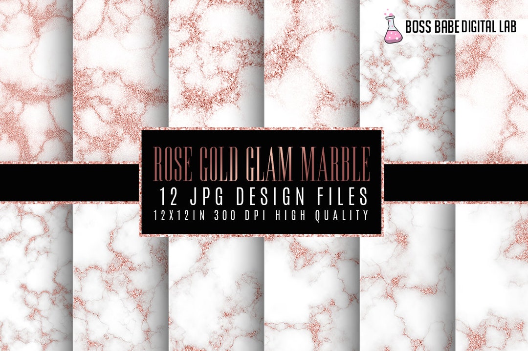 Rose Gold Glam Marble Digital Paper, Rose Gold Marble Paper, Marble ...
