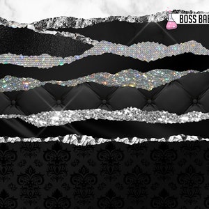 Glam Black and Silver Tears Clipart, Glitter Black and Silver Tear ...