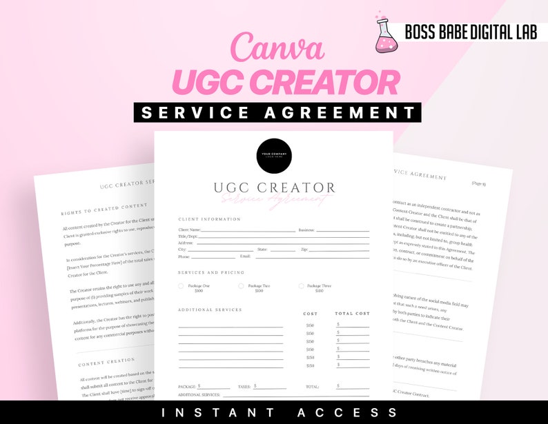Professional UGC Creator Contract Template UGC Template UGC - Etsy