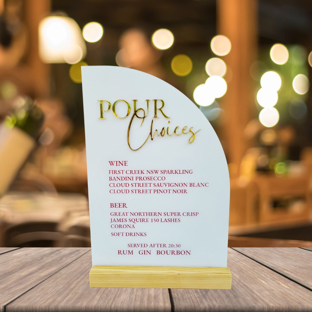 Bar Sign Signature Drinks Sign Food Menu Sign Modern Signage Acrylic ...