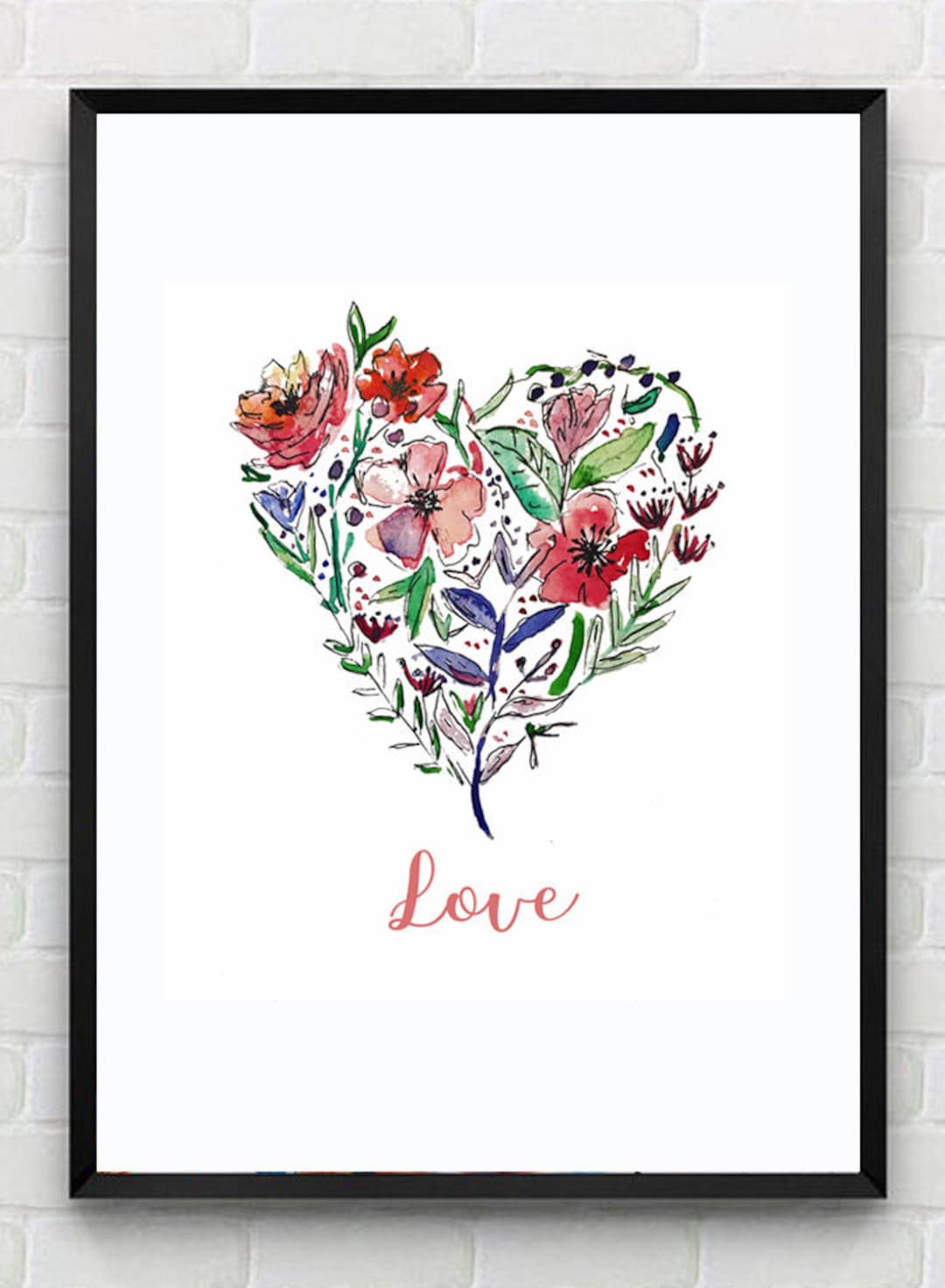 Love Heart Print Floral Print Love Quote Print Heart Print Love Print ...