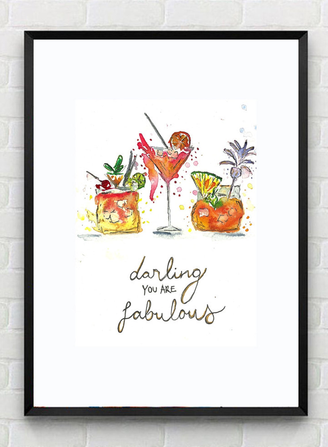 Cocktail Quote Print A5 Print Cocktail Illustration - Etsy