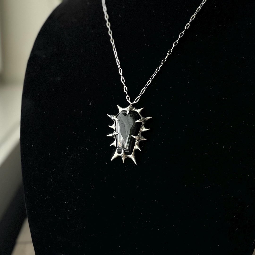 Spiky Black Onyx Coffin Necklace - Etsy