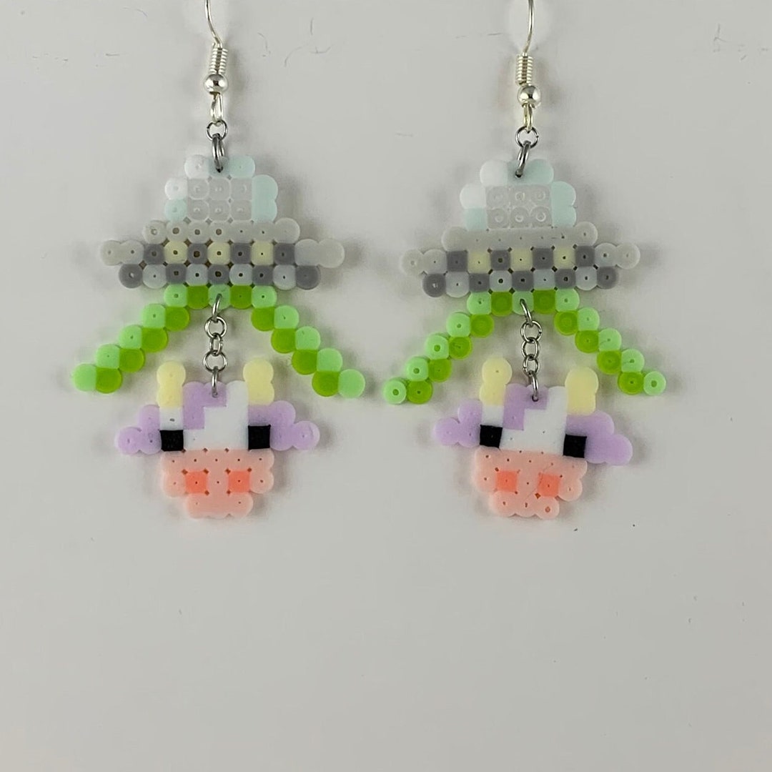Alien Abduction Earrings- Mini Perler / Fuse Bead - Etsy