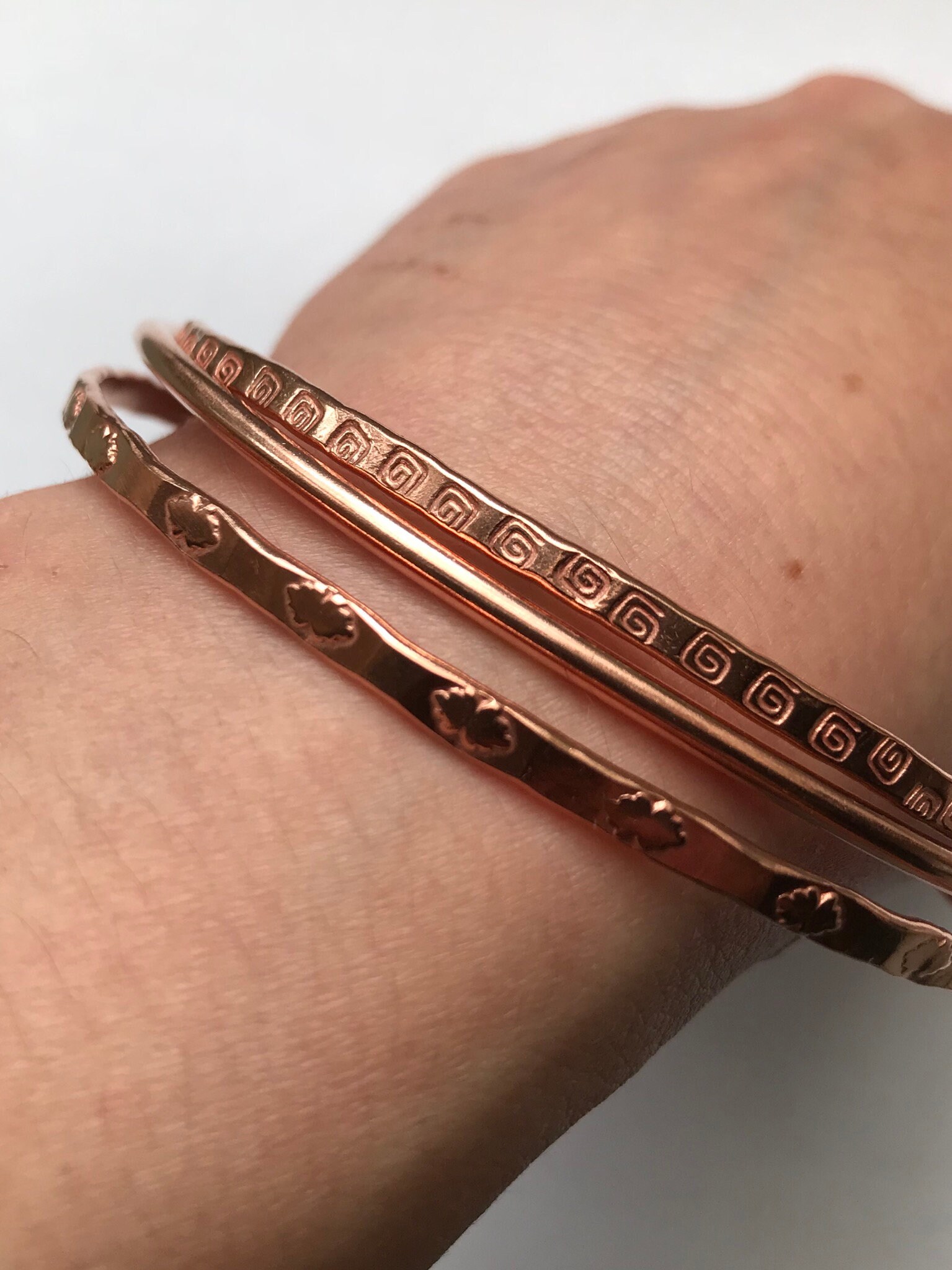 Rustic Skinny Copper Bangle. Stamped Copper Bangle. Arthritis - Etsy UK