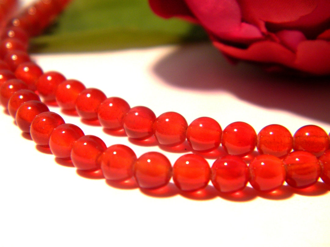 30 4 Mm Cornaline Pearl, Orange Cornaline Pearls, Natural Stone Gems ...