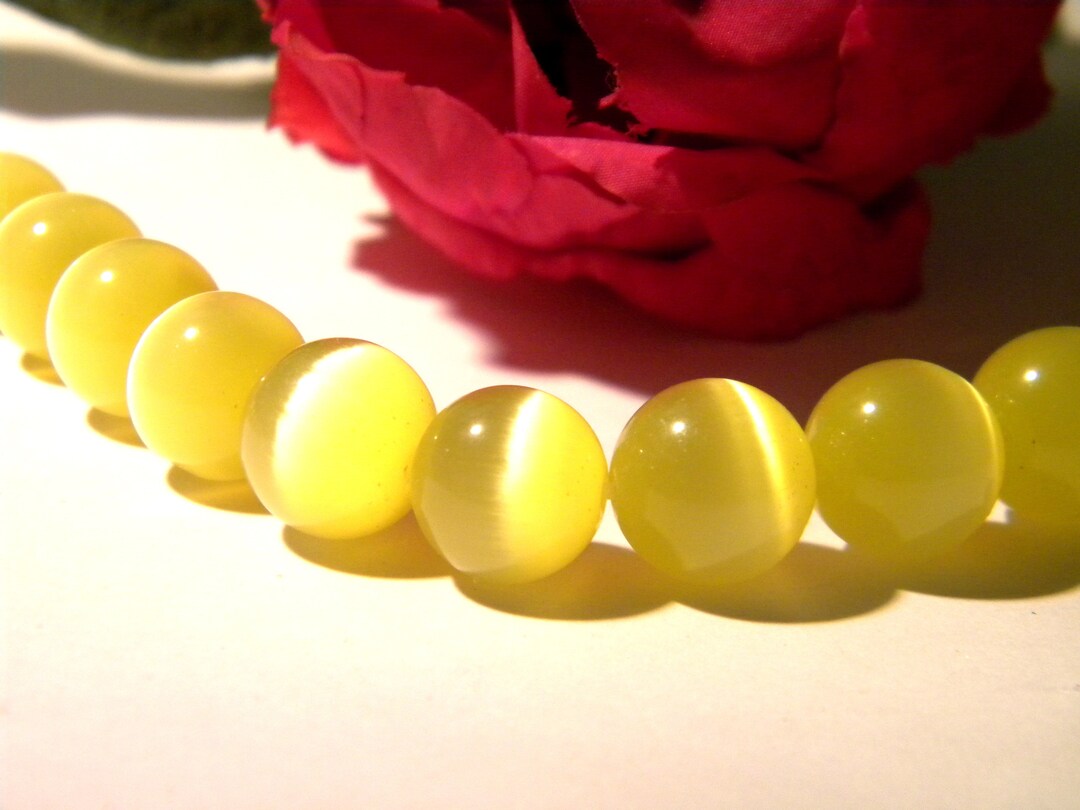 Yellow Glass Beads, Glass Bead 12 Mm Glass Cat-cat Eyes-8 Cat-12 Mm ...