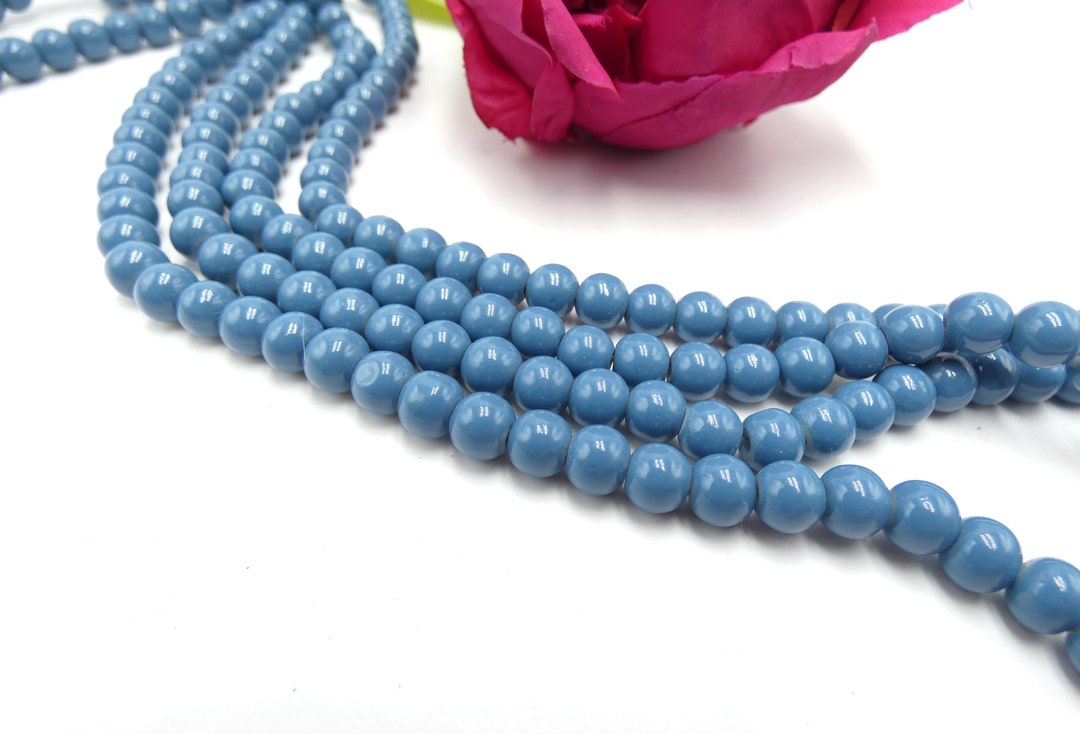 6 Mm Glass Beads Duck Blue Round Glass Bead Baked Glass Bead 50 Pcs ...