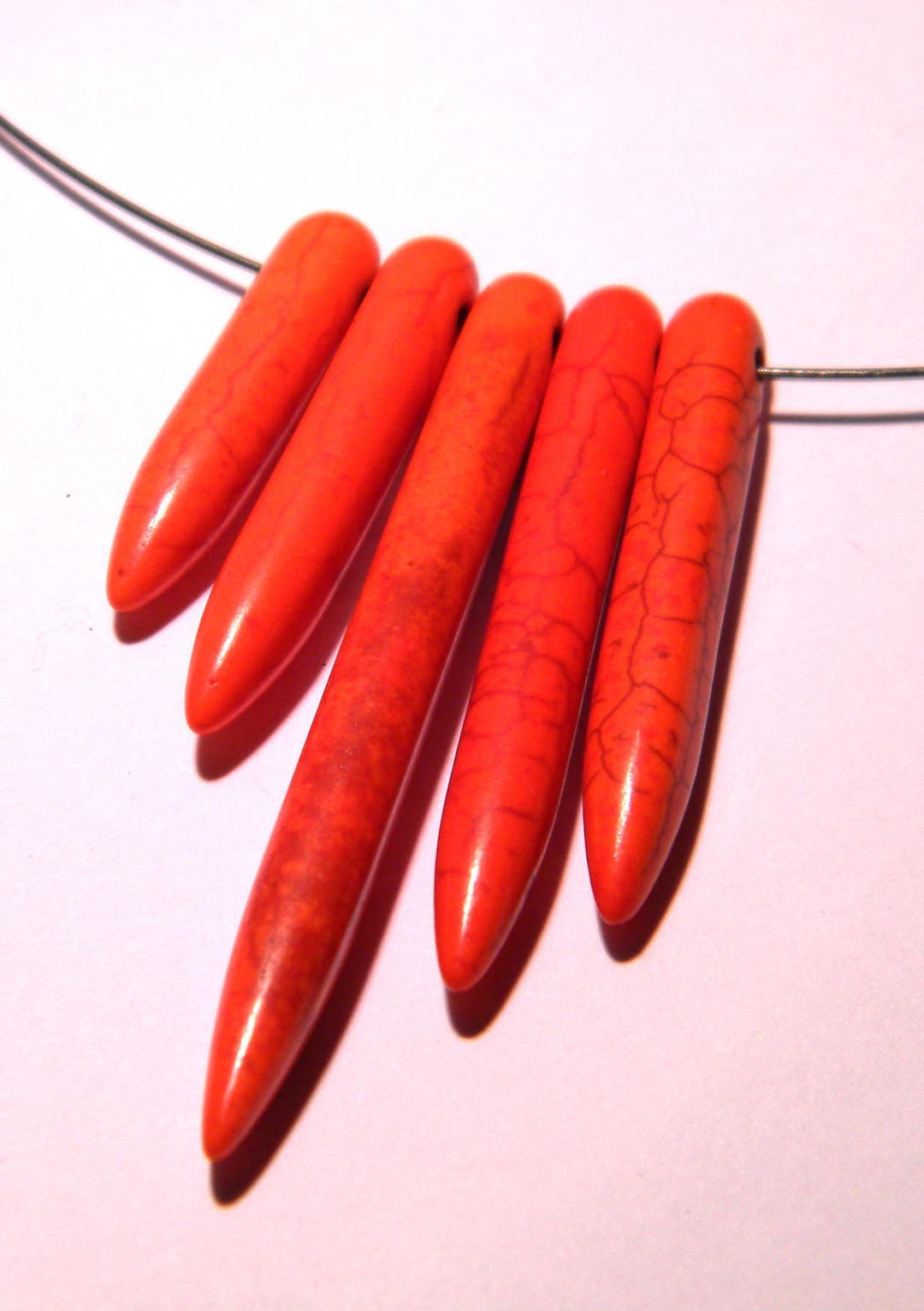 5 Beads Long-howlite Natural 20 to 50 Mm Orange PG140 - Etsy