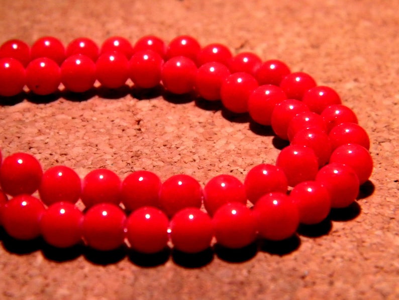 20 perles jade naturelle 4 mm rouge tomate gemme pierre fine | Etsy