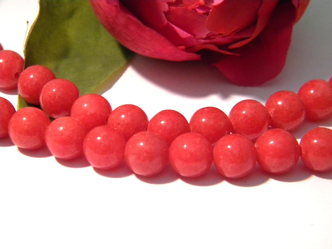 10 cuentas de jade rojo natural cuenta de jade 8 mm gemas | Etsy