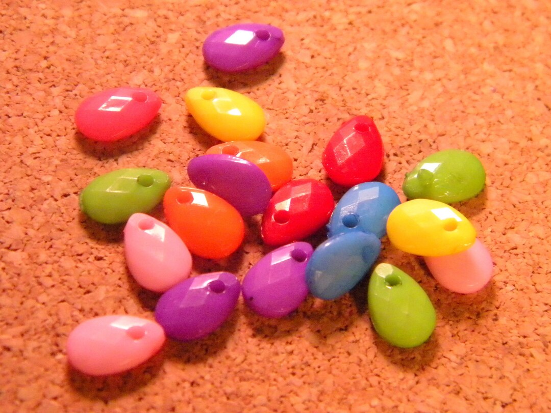 100 Faceted Drop Beads 9 Mm in Acrylic Mixed Colors C63 - Etsy