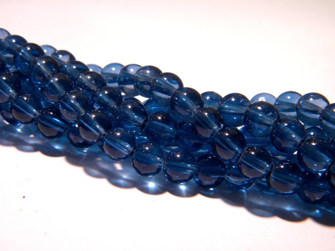 60 Beads 6 Mm Translucent Glass - Round Glass Bead - Blue-k04 - Etsy UK