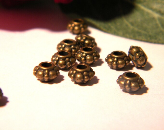 50 Bronze Spacer Bead, Metal Bead, Bead Spacer, 6 X 4 Mm Bronze Bead ...
