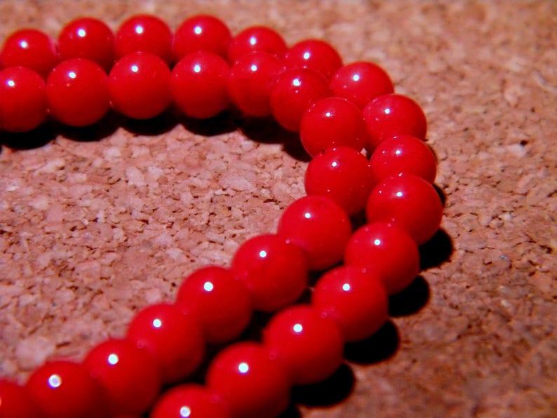 20 perles jade naturelle 4 mm rouge tomate gemme pierre fine | Etsy