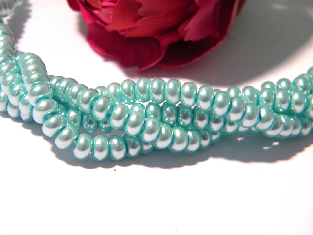 Blue Pearl Glass, Bead Glass 5 X 3 Mm Pearl Abacus, 30 Pcs, Abacus ...