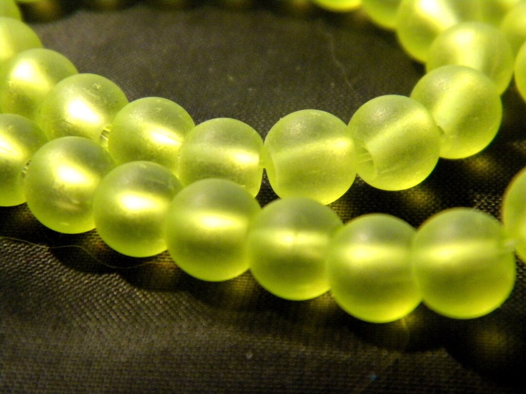 100 6mm Glass Bead, Neon Yellow Glass Bead, Frosted Frosted Glass ...