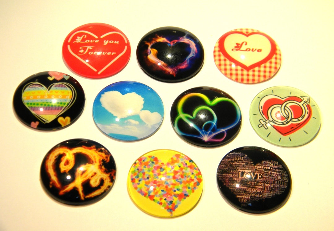 10 Cabochons 25 Mm Curved Glass Round Cabochon Printed Image Vintage ...