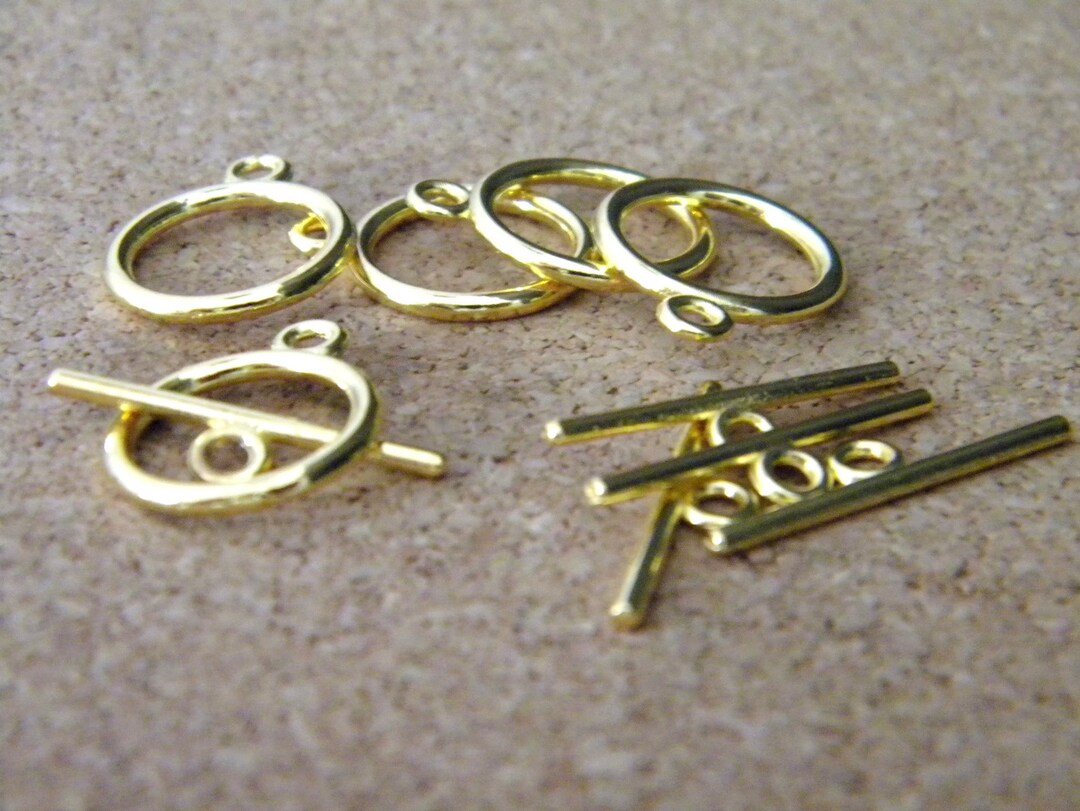 20 Golden - 15 Mm X 2 Mm AC28 Metal Toggle Clasp Set - Etsy