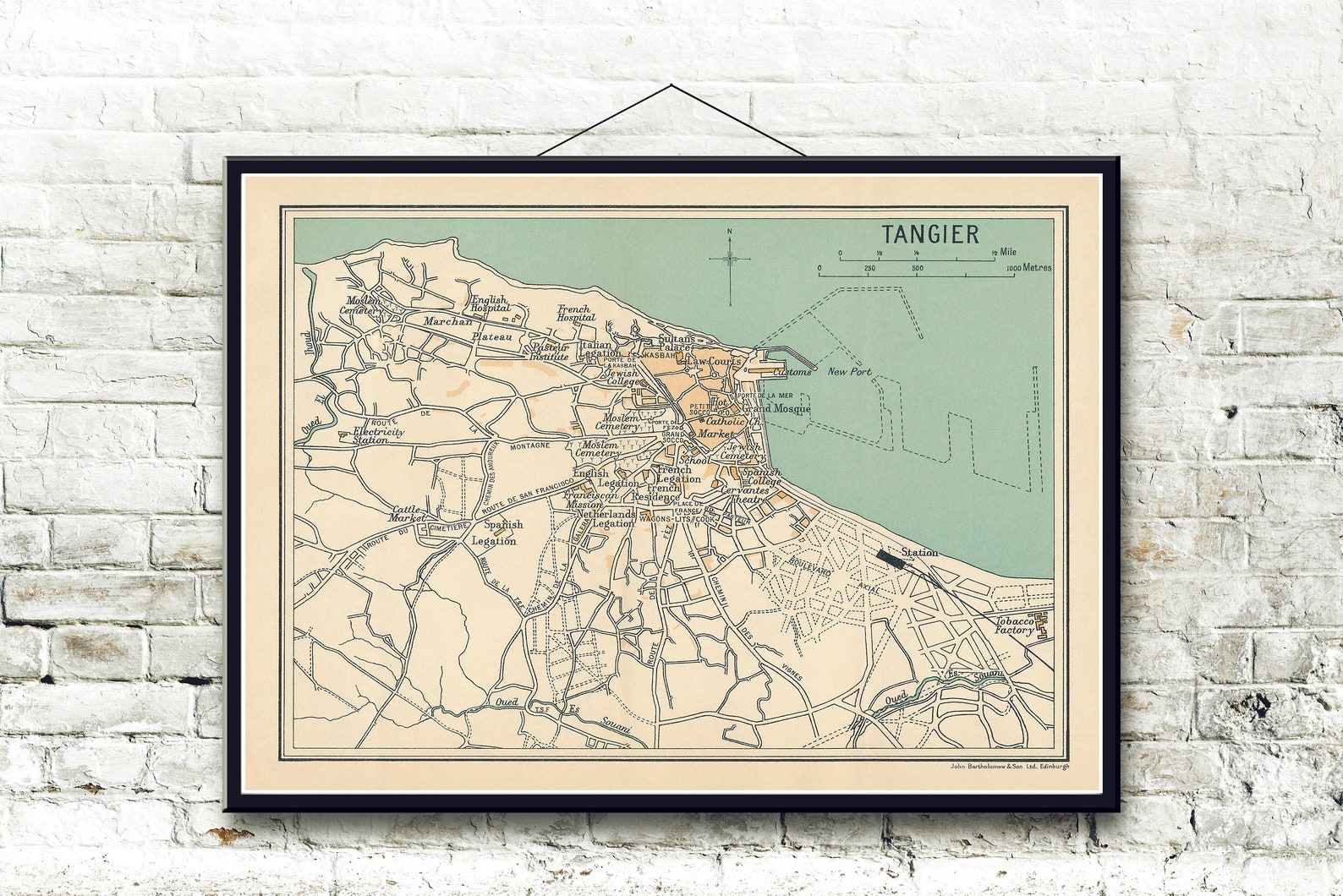 Tangier Morocco 1923 Map Fine Art Print | Etsy