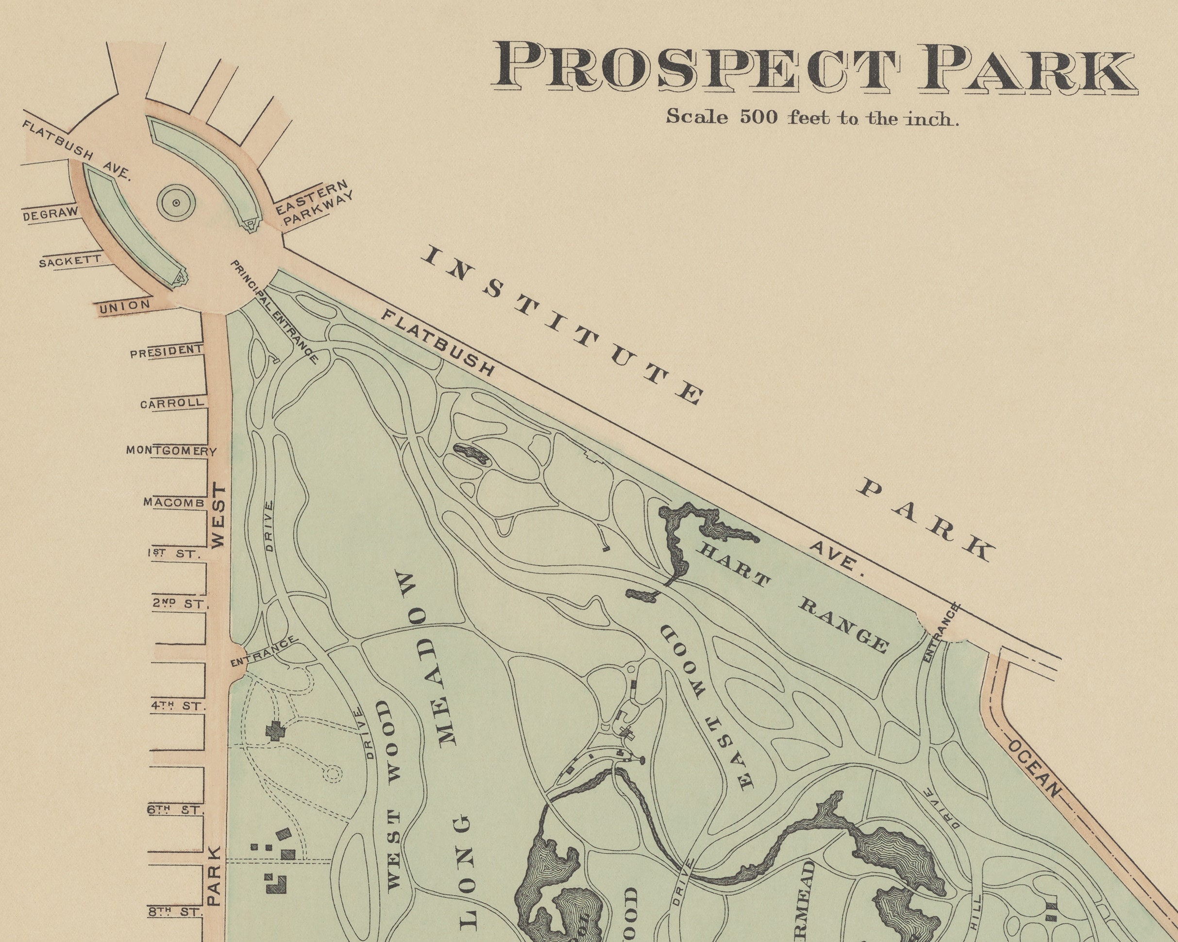 Prospect Park Brooklyn 1908 Map Fine Art Print - Etsy