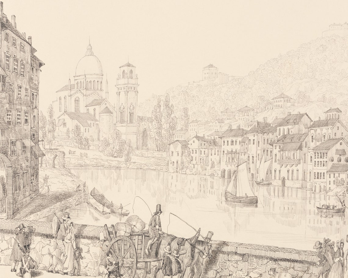Verona Italy View 1840 Drawing | Fine Art Print - Etsy