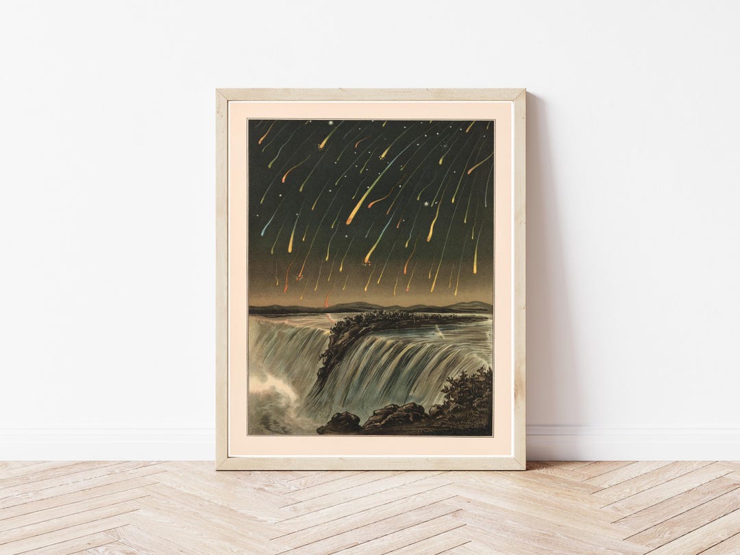 Meteor Shower Shooting Stars 1888 Lithograph Illustration | Fine Art ...