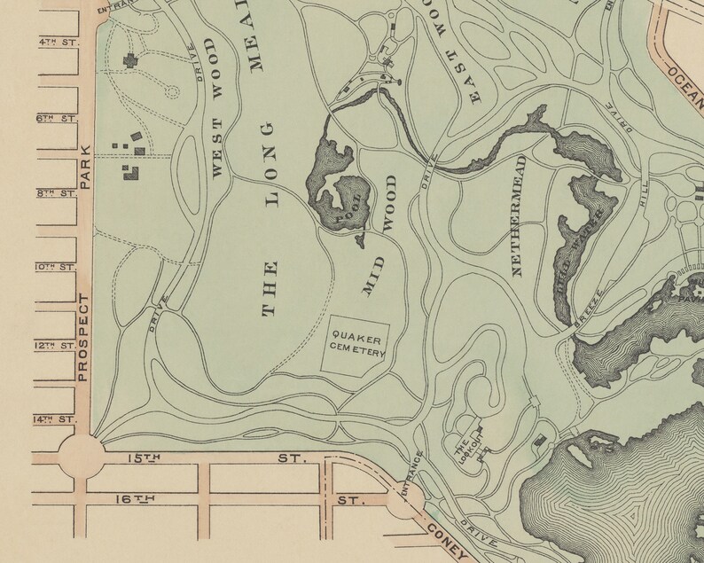 Prospect Park Brooklyn 1908 Map | Fine Art Print - Etsy
