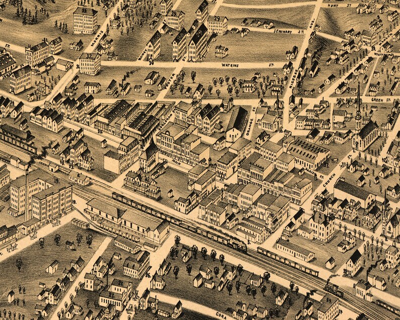 Durham North Carolina 1891 Bird's Eye View Map Fine Art - Etsy UK