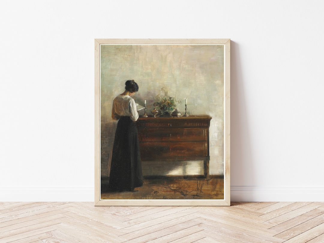 Woman Reading Understated Elegant Portrait Circa 1900 Oil Painting ...