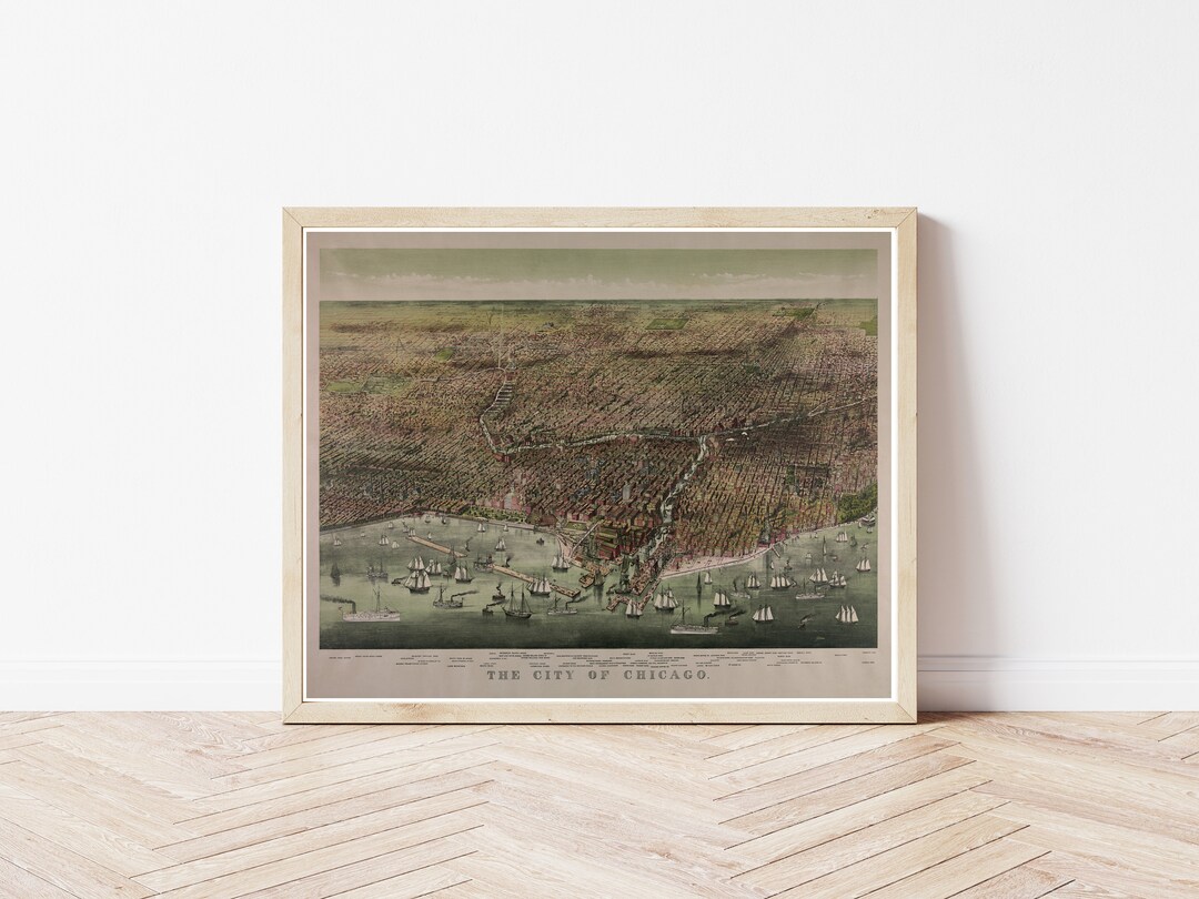 Chicago Illinois 1892 Bird's Eye View Map | Fine Art Print - Etsy