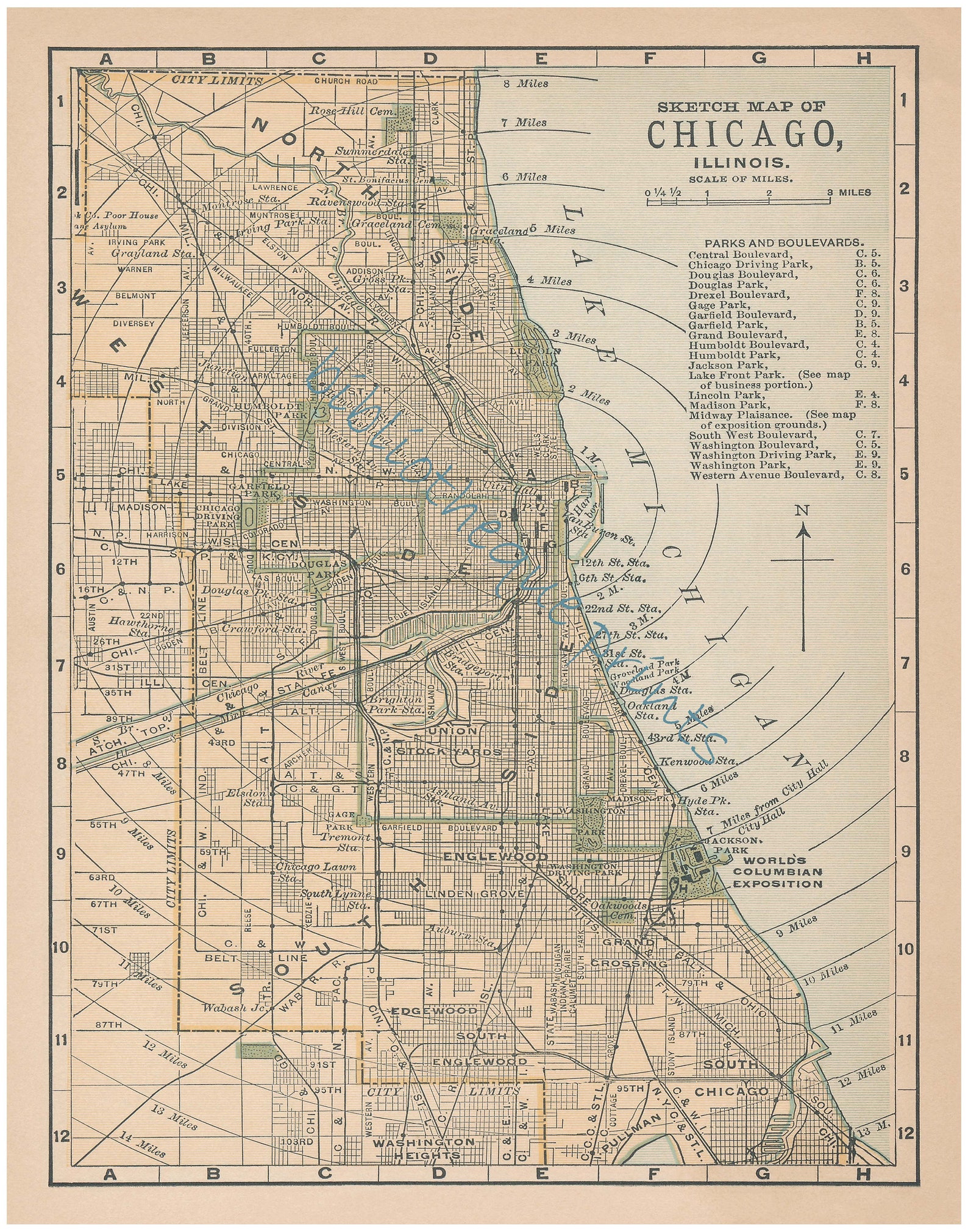 Chicago Illinois 1893 Map Fine Art Print | Etsy
