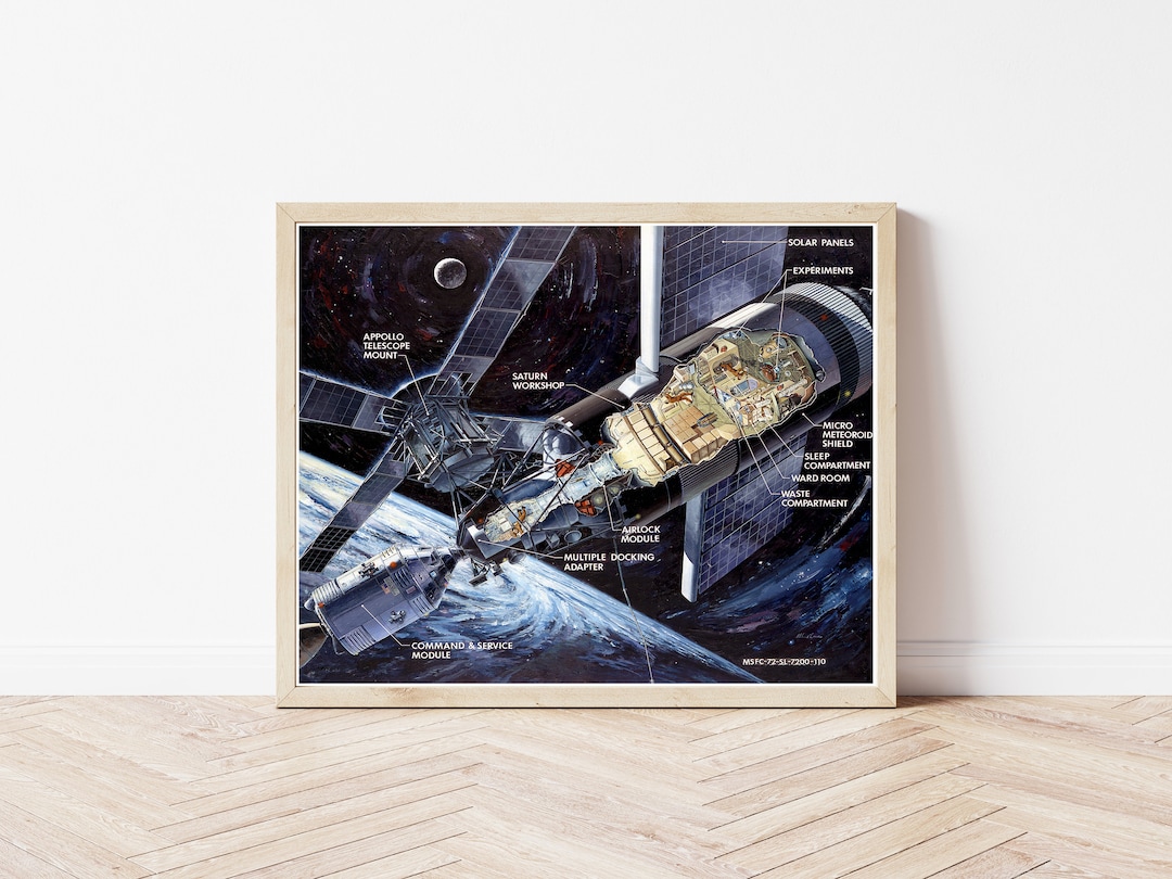 NASA Skylab Space Station 1972 Concept Art Painting | Fine Art Print - Etsy