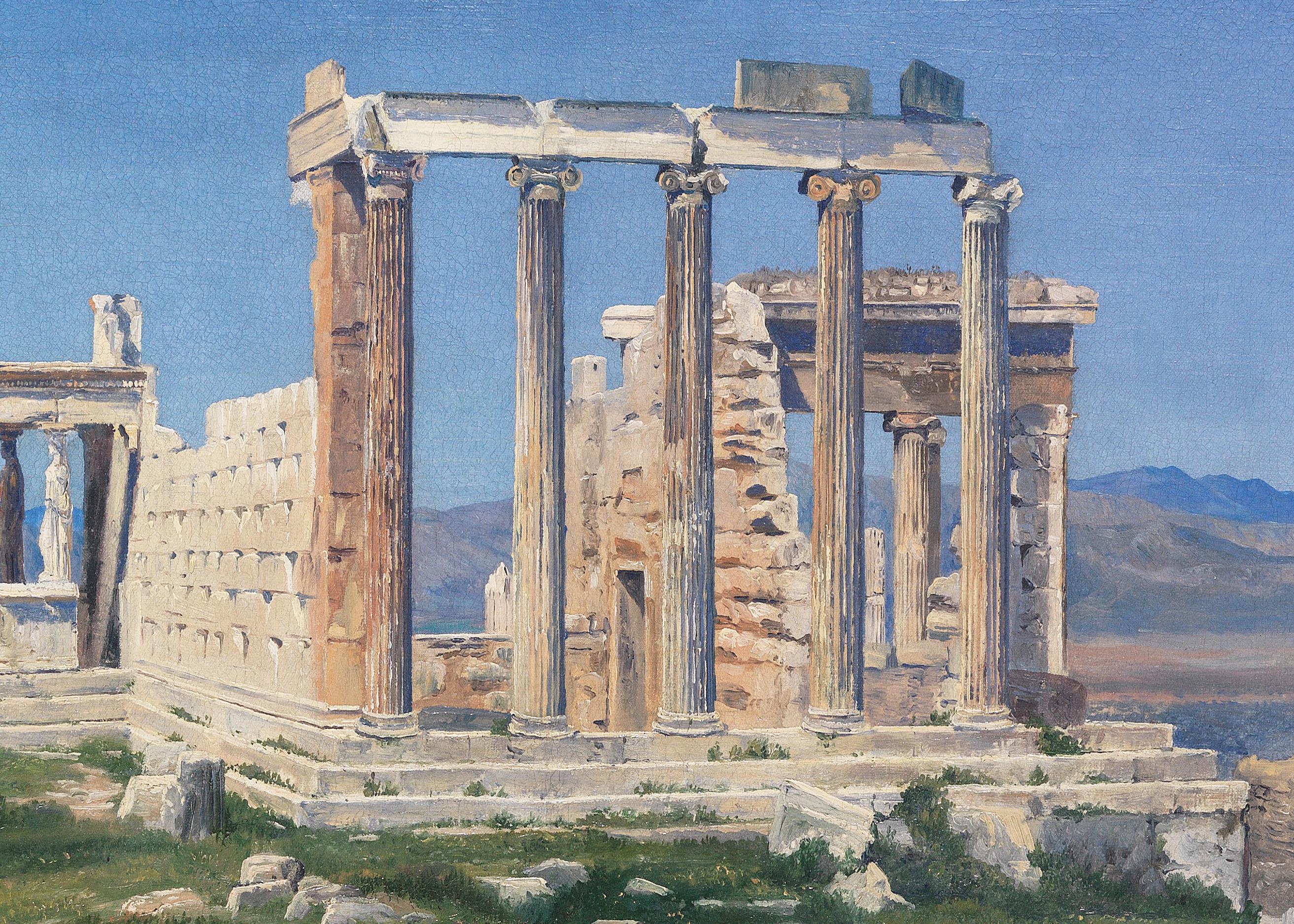 Acropolis of Athens Print: 1850s Temple of Athena Watercolor - Etsy
