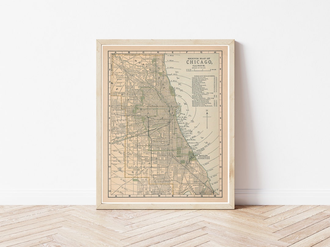 Chicago Illinois 1893 Map | Fine Art Print - Etsy