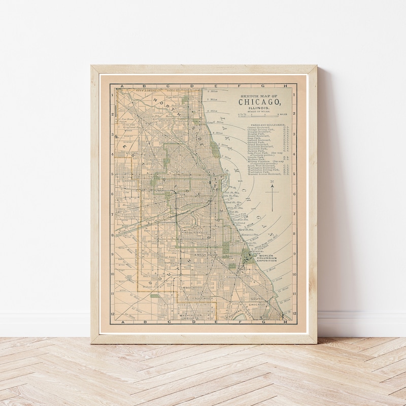 Chicago Vintage Map - Etsy