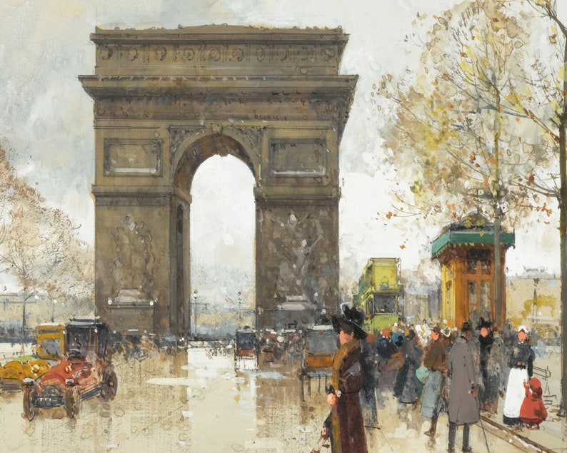 Paris France Arc De Triomphe Circa 1910 Watercolor Painting | Fine Art ...