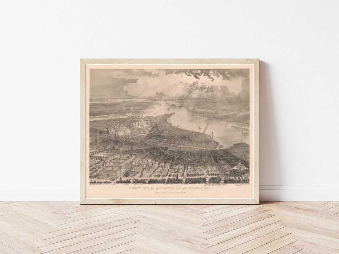 Washington DC 1865 Bird's Eye View Map | Fine Art Print - Etsy