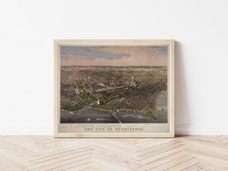 Washington DC 1880 Bird's Eye View Map Fine Art Print - Etsy